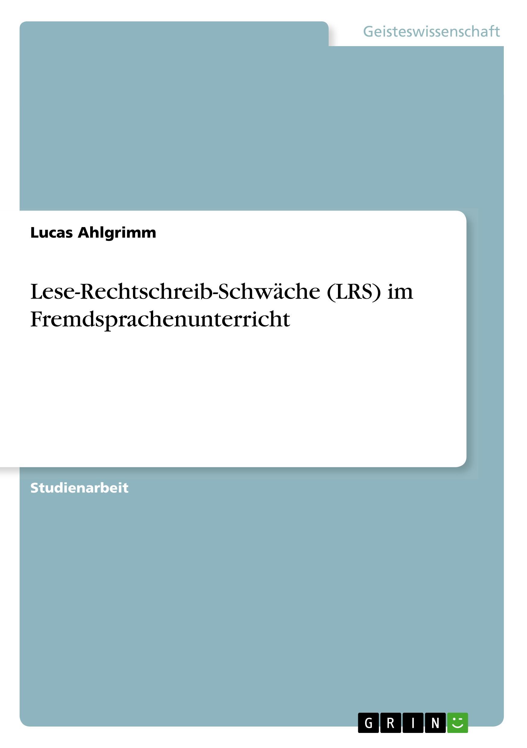 9783668606838 - Lese-Rechtschreib-Schwäche (LRS) im ...